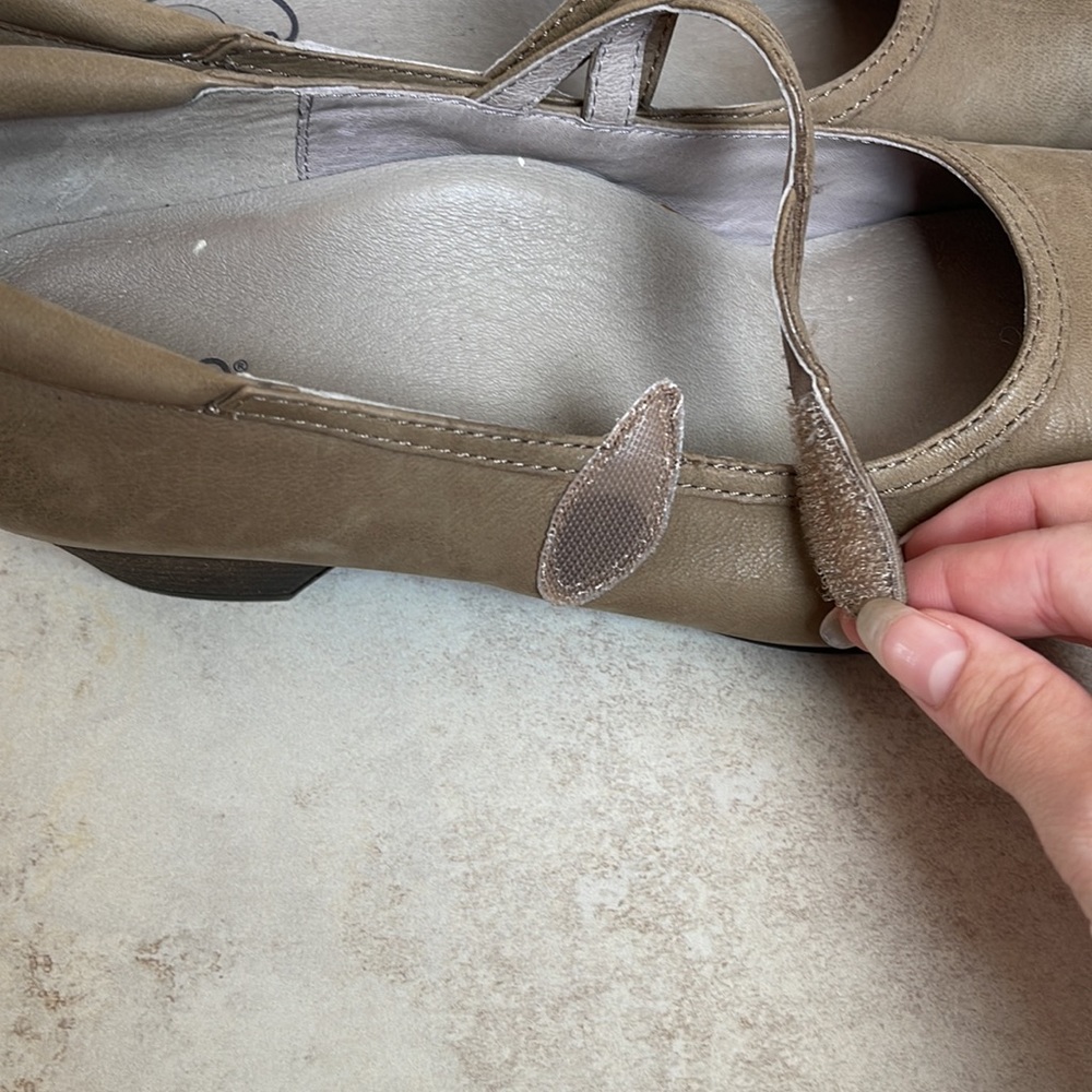 Abeo Marisol Leather Mary Jane Velcro Strap Heel Shoes - Gem